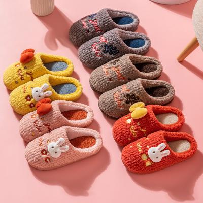 China Cheap bowknot and rabbit cartoon shape bedroom closed toe slippers Couple Style non-slip household shoes women for sale
