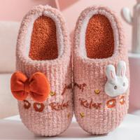 China Cheap bowknot and rabbit cartoon shape bedroom closed toe slippers Couple Style non-slip household shoes women for sale