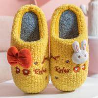 China Cheap bowknot and rabbit cartoon shape bedroom closed toe slippers Couple Style non-slip household shoes women for sale