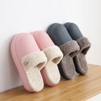 China 2021 new waterproof simple style slippers women winter warm non-slip couple removable home indoor shoes for sale