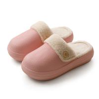 China 2021 new waterproof simple style slippers women winter warm non-slip couple removable home indoor shoes for sale