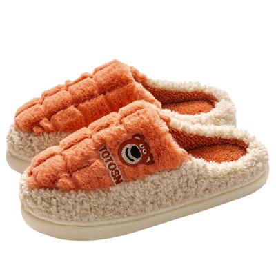 China Winter Slippers Home Women Indoor Couple Style Thick Bottom Warm Anti-Slip Plush Closed Toe House Men TOTOSN for sale