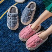 China Winter Slippers Home Women Indoor Couple Style Thick Bottom Warm Anti-Slip Plush Closed Toe House Men TOTOSN for sale