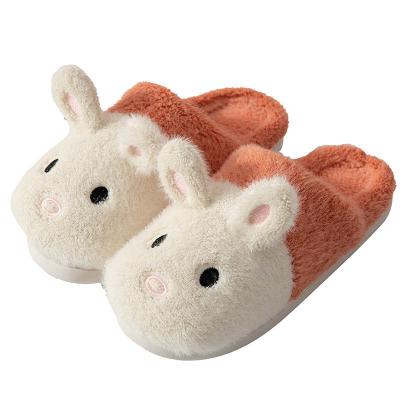 China Slippers Women Autumn Winter Home Soft Bottom Couple Style Cartoon Cute Rabbit Indoor Anti-Slip Plush House Men for sale