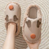 China Hot selling fashion cartoon winter warm slippers women Waterproof vamp soft plush non-slip home indoor shoes for sale