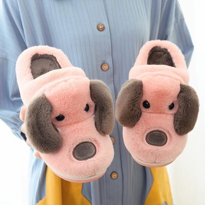 China Home Winter Wrap Hell Slippers Women Thick Bottom Cartoon Cute Dog Flannel Fabric Indoor Shoes Men Wholesale for sale