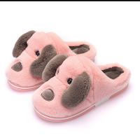 China Home Winter Wrap Hell Slippers Women Thick Bottom Cartoon Cute Dog Flannel Fabric Indoor Shoes Men Wholesale for sale