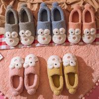 China Couple Autumn winter cute Cartoon Doraemon Shape slippers women soft warm plush home indoor shoes for sale