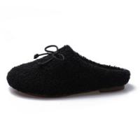 China 2021 Newest design women fluffy slippers faux fur shoes slides sandals winter fall solid color plush sandal in stock for sale