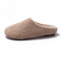 China 2021 Newest design women fluffy slippers faux fur shoes slides sandals winter fall solid color plush sandal in stock for sale