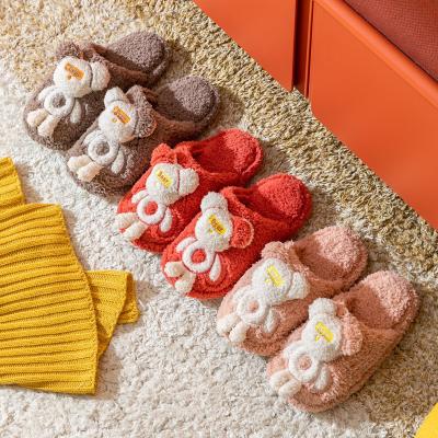 China Wholesale high quality breathable warm plush home shoes ladies solid color winter slippers with best price for sale