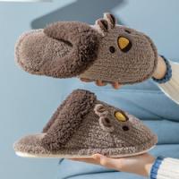 China New Design Winter Slippers Women Thermal Anti-Slip Home Bedroom Cartoon Cute Thick Bottom Couple Style Plush Men for sale
