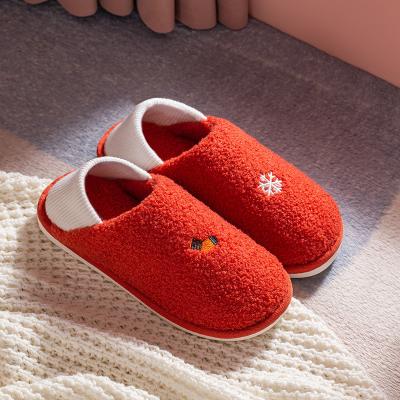 China Wholesale factory price winter Snowflake embroidery shoes soft warm PVC non-slip sole slippers for women and male garden shoes for sale