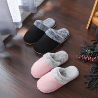 China New design 2021 fashion solid color comfort warm slippers for women and male hard-wearing PVC sole winter house shoes for sale