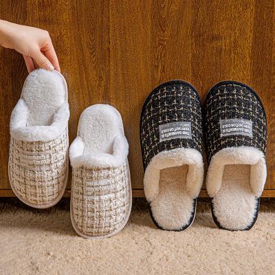 China Slippers Women Autumn Winter Warm Thick Bottom Anti-Slip Plush House Indoor Couple Simple Style women closed shoes for sale