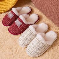 China Slippers Women Autumn Winter Warm Thick Bottom Anti-Slip Plush House Indoor Couple Simple Style women closed shoes for sale