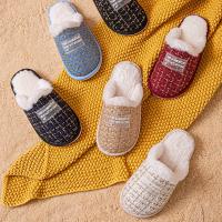 China Slippers Women Autumn Winter Warm Thick Bottom Anti-Slip Plush House Indoor Couple Simple Style women closed shoes for sale