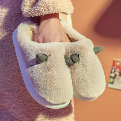 China New 2021 winter wholesale ladies fashion solid color home slippers Rabbit Fur fabric lightweight bedroom shoes for sale