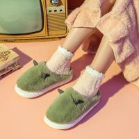 China New 2021 winter wholesale ladies fashion solid color home slippers Rabbit Fur fabric lightweight bedroom shoes for sale
