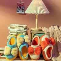 China New Design Cute Bow Slippers Women Winter Home Thick Bottom Warn Non-Slip Couple Style Plush Indoor Cartoon Men for sale