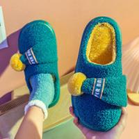 China New Design Cute Bow Slippers Women Winter Home Thick Bottom Warn Non-Slip Couple Style Plush Indoor Cartoon Men for sale