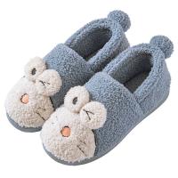China Men Autumn Winter Closed Toe Plush Warm Home Indoor Slippers Women Cartoon Doraemon Shape TPR Non-Slip House Shoes for sale