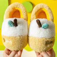 China Custom Children Slippers Girls Autumn Winter Home Indoor Shoes Boys Warm Non-Slip Cartoon Apple Shape Baby Slippers for sale