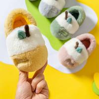 China Custom Children Slippers Girls Autumn Winter Home Indoor Shoes Boys Warm Non-Slip Cartoon Apple Shape Baby Slippers for sale