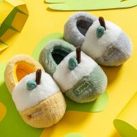 China Custom Children Slippers Girls Autumn Winter Home Indoor Shoes Boys Warm Non-Slip Cartoon Apple Shape Baby Slippers for sale