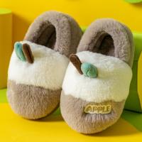 China Custom Children Slippers Girls Autumn Winter Home Indoor Shoes Boys Warm Non-Slip Cartoon Apple Shape Baby Slippers for sale