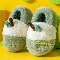 China Custom Children Slippers Girls Autumn Winter Home Indoor Shoes Boys Warm Non-Slip Cartoon Apple Shape Baby Slippers for sale