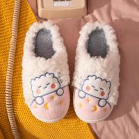 China New winter Cute Sleeping Bear Shape Thick Bottom Home Indoor Slippers Women Plush Warm Non-Slip garden shoes for sale