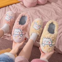 China New winter Cute Sleeping Bear Shape Thick Bottom Home Indoor Slippers Women Plush Warm Non-Slip garden shoes for sale
