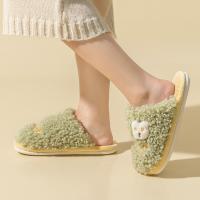 China Women New Design Cute Bear Shape Home Indoor Slippers Non-Slip hick sole Men Cheap Winter Warm House Shoes for sale