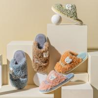 China Women New Design Cute Bear Shape Home Indoor Slippers Non-Slip hick sole Men Cheap Winter Warm House Shoes for sale