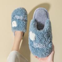 China Women New Design Cute Bear Shape Home Indoor Slippers Non-Slip hick sole Men Cheap Winter Warm House Shoes for sale
