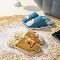 China New Design Cartoon Cute Goodluck Duck Home Indoor Slippers Women Linen Fabric Sweat-absorption Breathable Slipper for sale