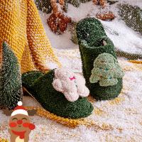 China Winter Christmas Home Indoor Slippers Cartoon Cute Plush Warm Non-Slip House Shoes Pinecone Moon Star ladies closed shoes for sale