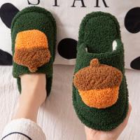 China Winter Christmas Home Indoor Slippers Cartoon Cute Plush Warm Non-Slip House Shoes Pinecone Moon Star ladies closed shoes for sale
