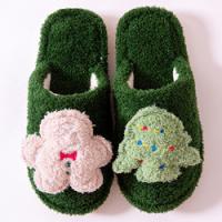 China Winter Christmas Home Indoor Slippers Cartoon Cute Plush Warm Non-Slip House Shoes Pinecone Moon Star ladies closed shoes for sale