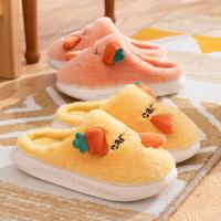 China New Design Carrot Shape Thick Bottom Plush house indoor bedroom Slippers Couple Style Non-Slip Women Winter Warm Shoes for sale