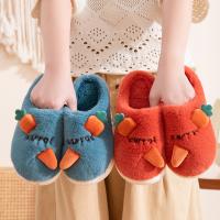 China New Design Carrot Shape Thick Bottom Plush house indoor bedroom Slippers Couple Style Non-Slip Women Winter Warm Shoes for sale