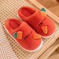 China New Design Carrot Shape Thick Bottom Plush house indoor bedroom Slippers Couple Style Non-Slip Women Winter Warm Shoes for sale