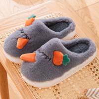 China New Design Carrot Shape Thick Bottom Plush house indoor bedroom Slippers Couple Style Non-Slip Women Winter Warm Shoes for sale