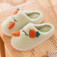 China New Design Carrot Shape Thick Bottom Plush house indoor bedroom Slippers Couple Style Non-Slip Women Winter Warm Shoes for sale