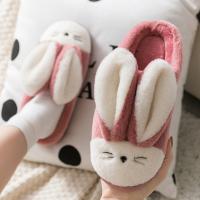 China New Design Cartoon Cute Long Rabbit Three-dimensional Shape Home Indoor Slippers Plush Warm Non-Slip bedroom Shoes for sale