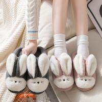 China New Design Cartoon Cute Long Rabbit Three-dimensional Shape Home Indoor Slippers Plush Warm Non-Slip bedroom Shoes for sale