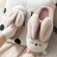 China New Design Cartoon Cute Long Rabbit Three-dimensional Shape Home Indoor Slippers Plush Warm Non-Slip bedroom Shoes for sale
