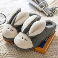 China New Design Cartoon Cute Long Rabbit Three-dimensional Shape Home Indoor Slippers Plush Warm Non-Slip bedroom Shoes for sale