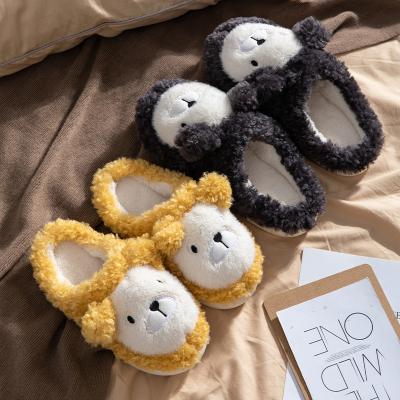 China hot sales female Slippers Adult Winter Indoor Soft Bottom Household Antiskid Cartoon Lovely Couple Warm soft Plush Slippers for sale